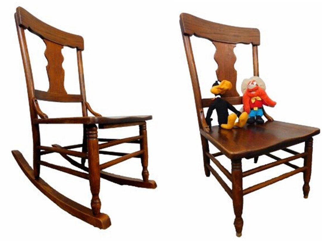 Small 1890s Antique Bentwood Solid Dark Oak Rocking Rocker or Side ...