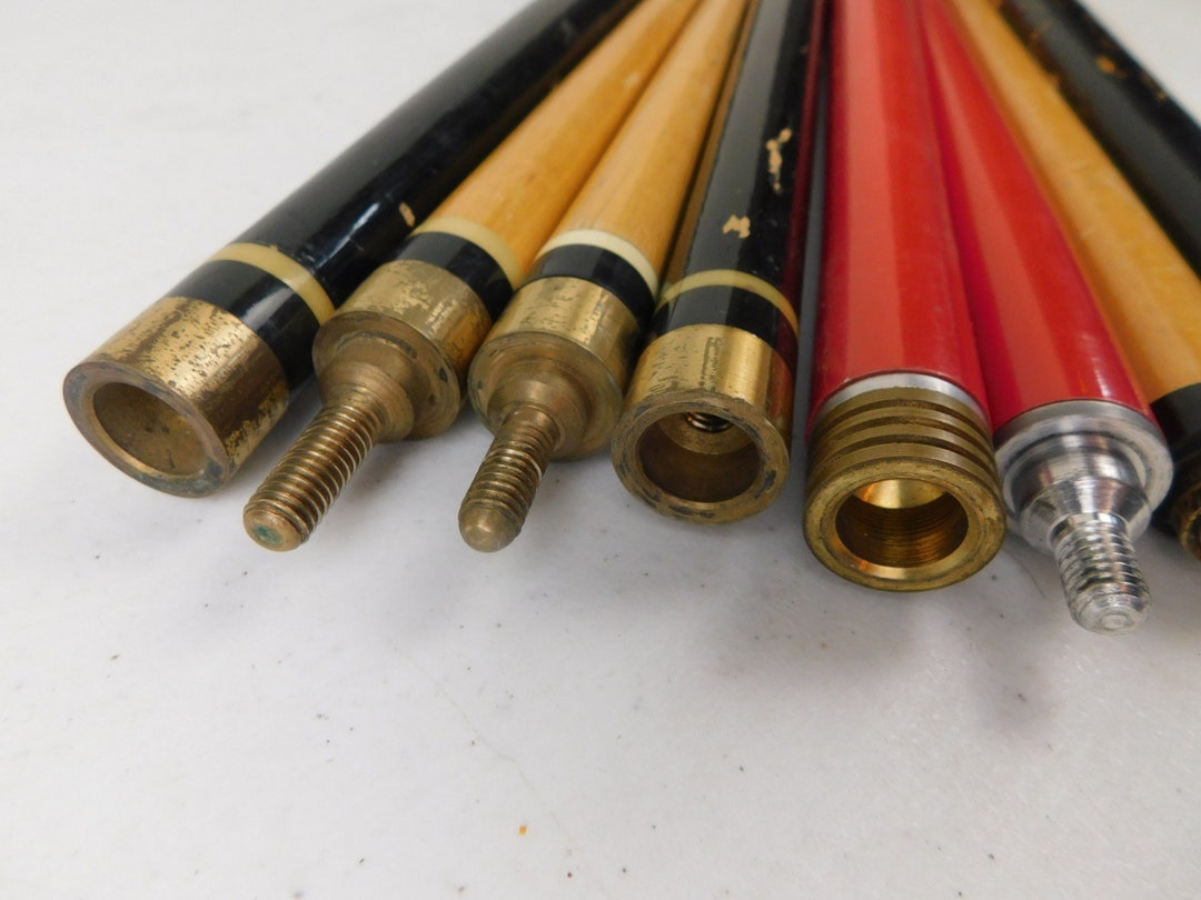 4 Used Vintage Wood 2 Piece Pool Billiard Cue Sticks 19-21 Oz Carved ...