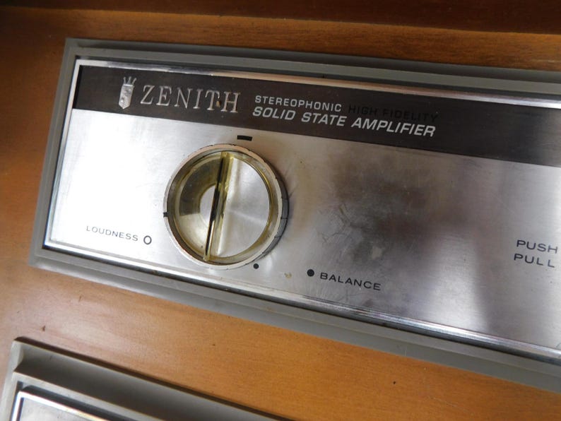 Mid Century 60s Zenith Radio Turntable Console Credenza AM FM Stereo ...