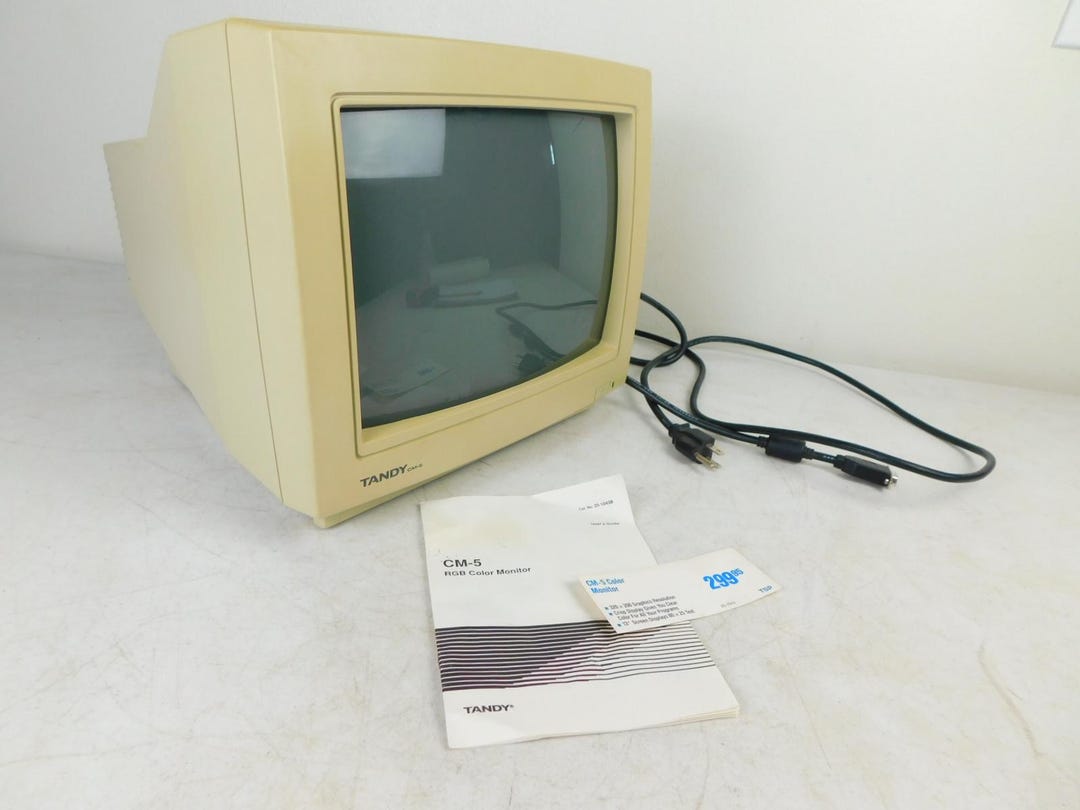 1990 Tandy RGB Color Computer Monitor CM-5 Model 25-1043B Manual Box ...