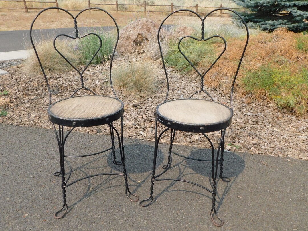 Pair Original Vintage Parlor Pub Chairs Metal Twist W Wood - Etsy