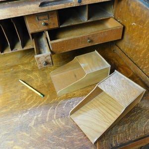 Antique Roll Top Desk Mission Craftsman Quartersawn Oak 5.6 FT Antique ...