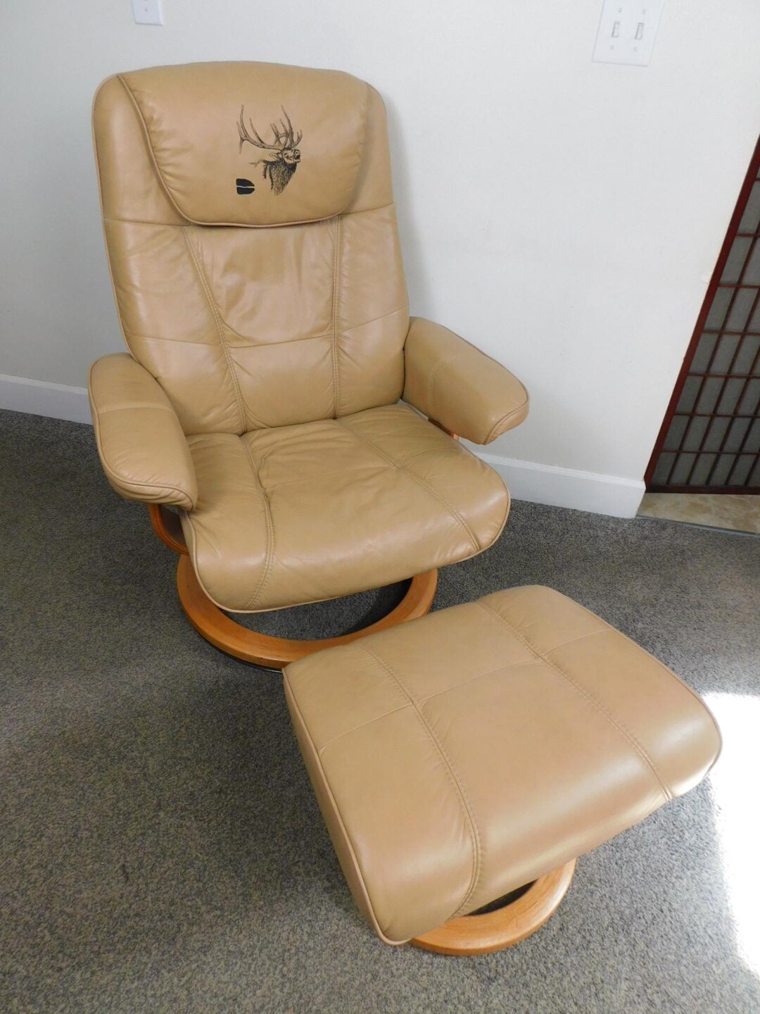 Stressless Leather Swivel Recliner Lounger W Ottoman MCM Eames Era ...