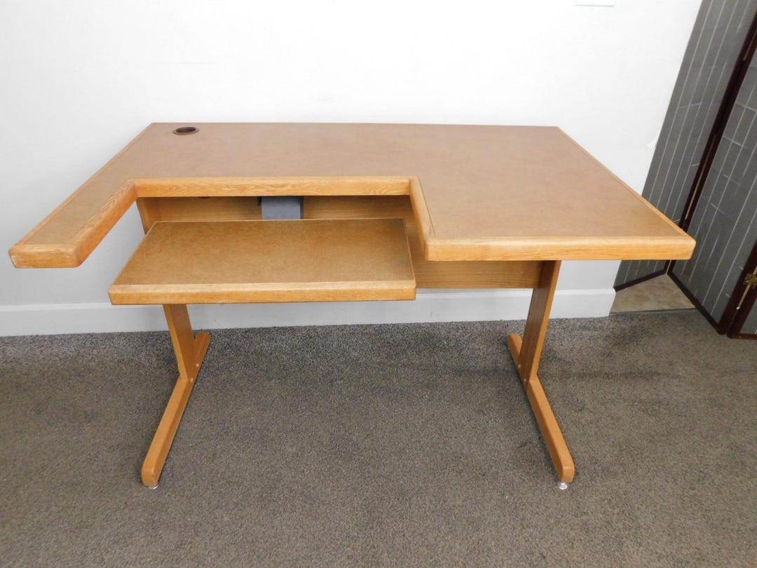 Danish Modern Solid Oak Drafting Computer Flip Up/down Keyboard Desk ...