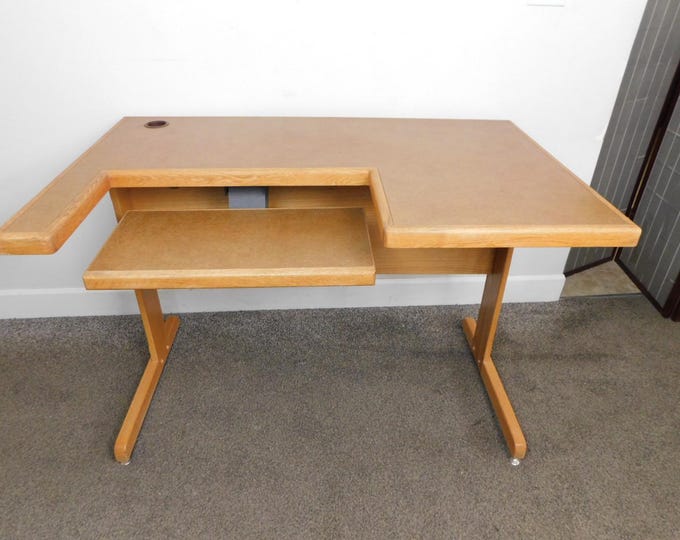 Danish Modern Solid Oak Drafting Computer Flip Up/down Keyboard Desk ...