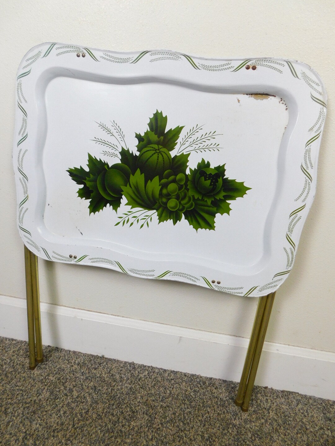 C1969 Mid Century Vintage CLASSIC Tin Metal Tray TV Snack Table Artex ...