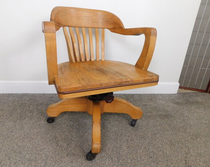 Smooth & Quiet Antique 1900s SIKES Solid Quartersawn Oak Tilt Swivel ...