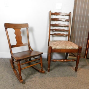 Small 1890s Antique Bentwood Solid Dark Oak Rocking Rocker or Side ...