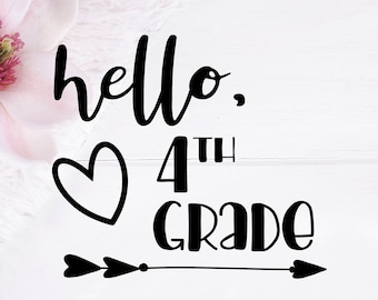 Hello 4th Grade Svg Eps Png Cutting Files for Silhouette Cameo - Etsy