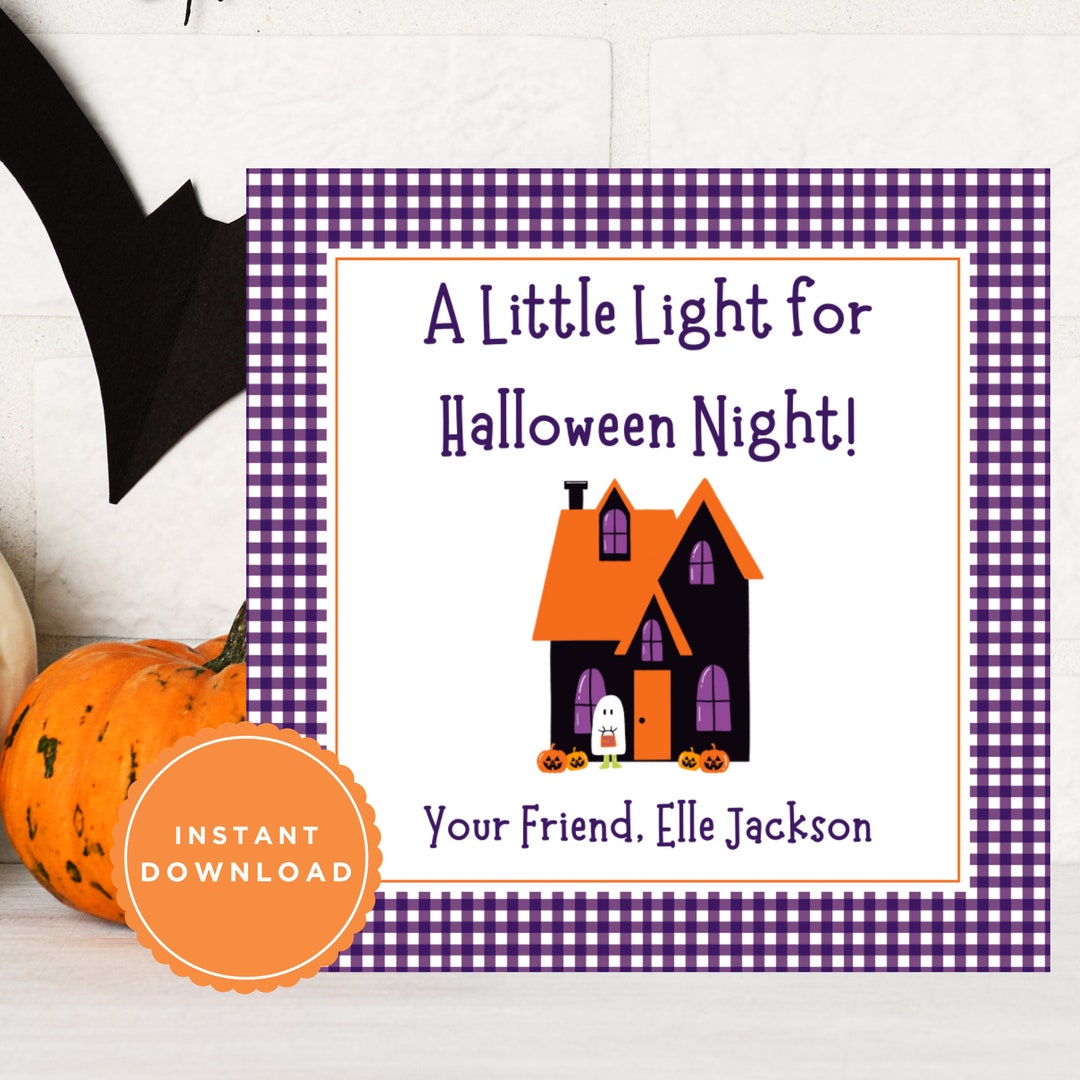 Editable Halloween Favor Tags Light for Halloween Night Gift - Etsy