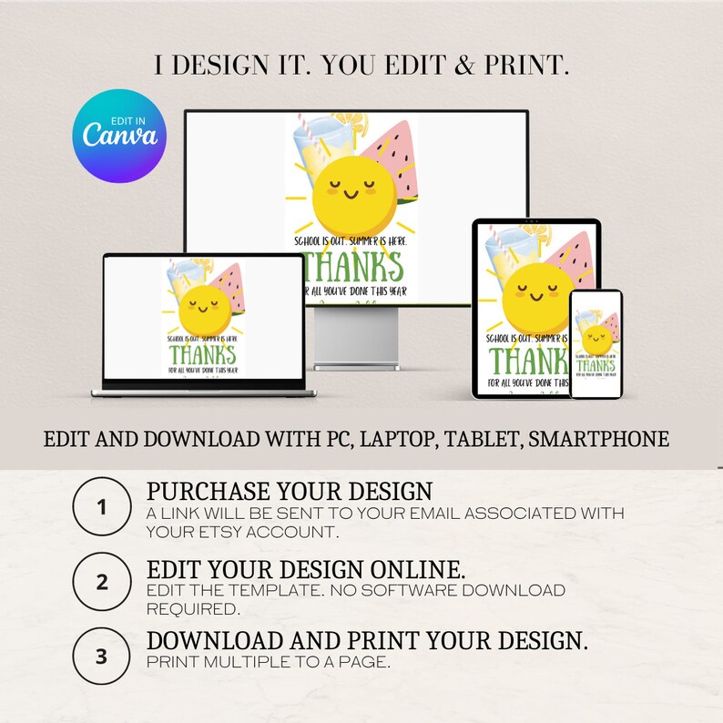 Editable Summer Teacher Appreciation Gift Tag Kids School is - Etsy