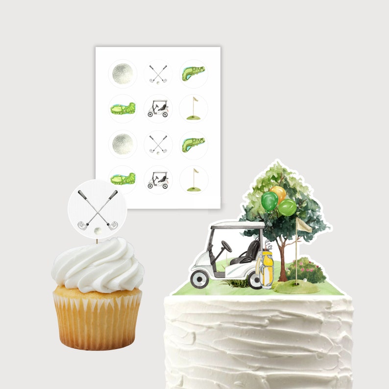 Golf Cupcake Topper Printable Golf Cake Topper Birthday - Etsy