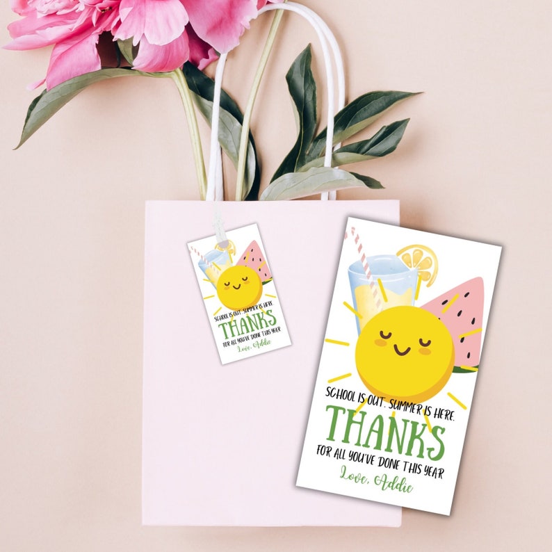 Editable Summer Teacher Appreciation Gift Tag Kids School is - Etsy