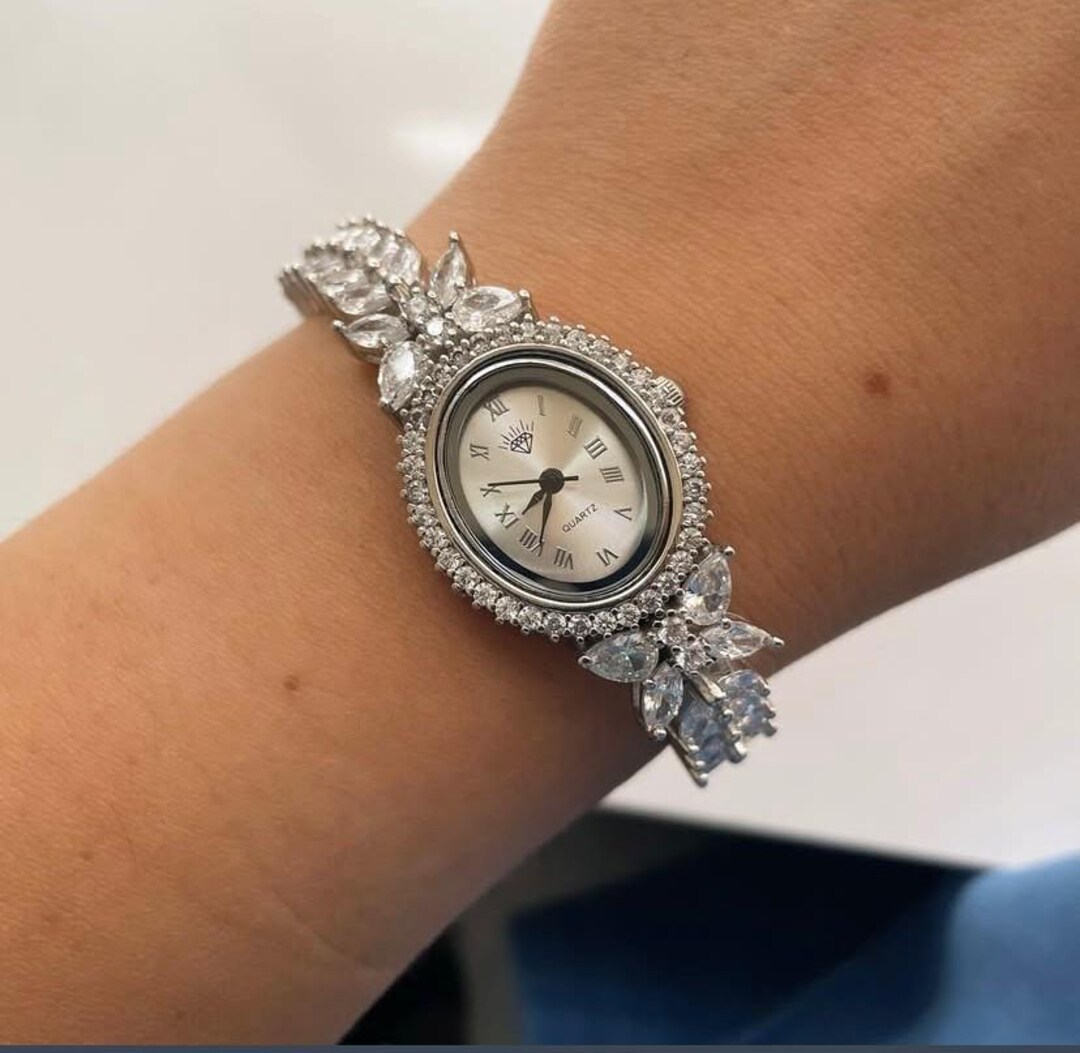 Womens Circle Iced Wrist Watch 925 Sterling Silver,handmade Shiny ...