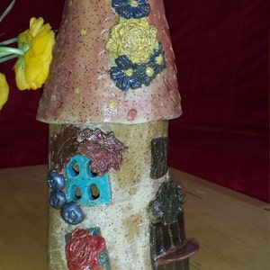 Keramik Häuschen,Keramik Hütte, Unikat, Deko, Windlicht im Garten, auf dem Balkon und der ...