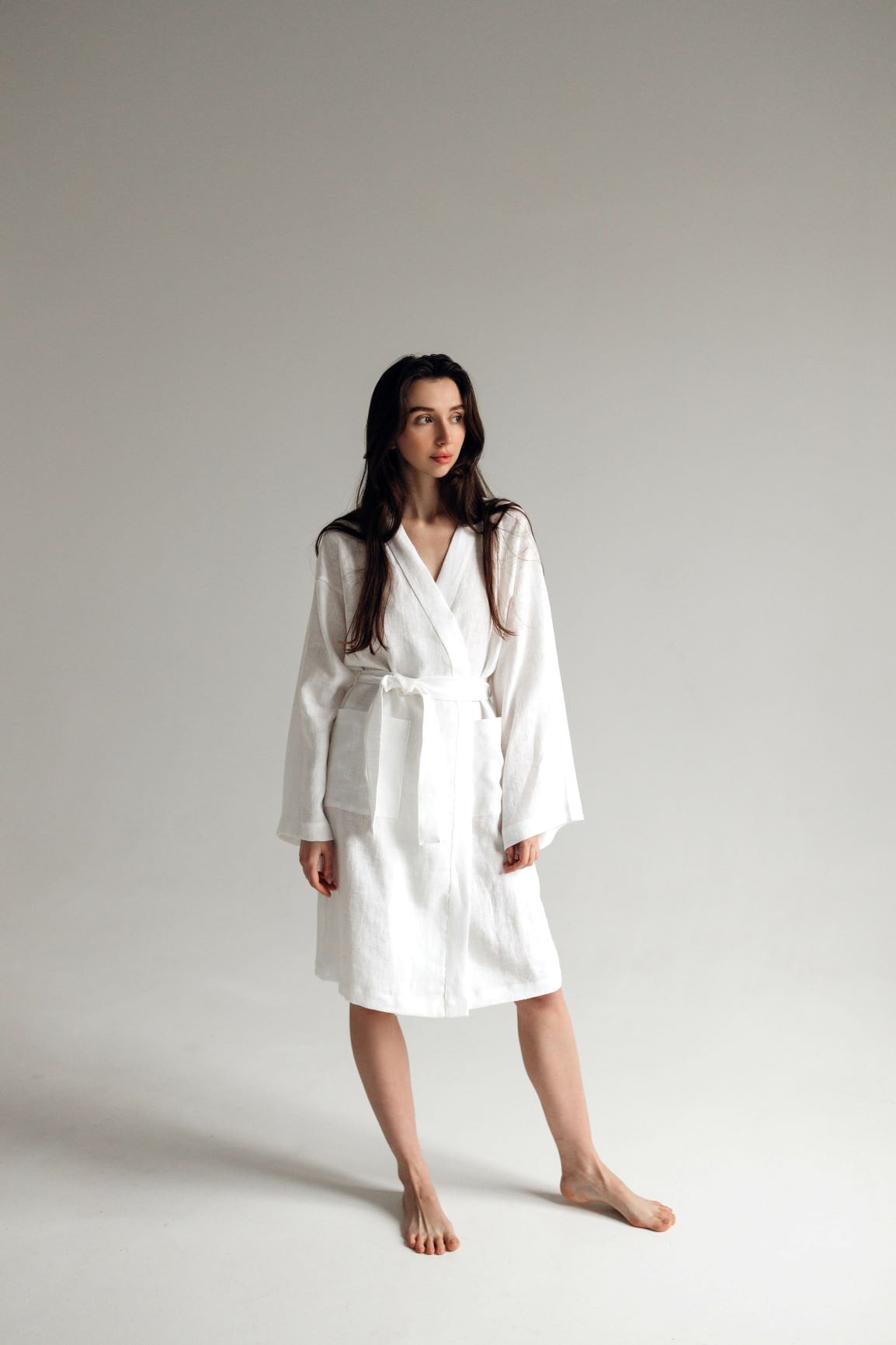 Couples Matching Linen Robe Set Men Linen Home Wear Woman Flax Bathrobe ...