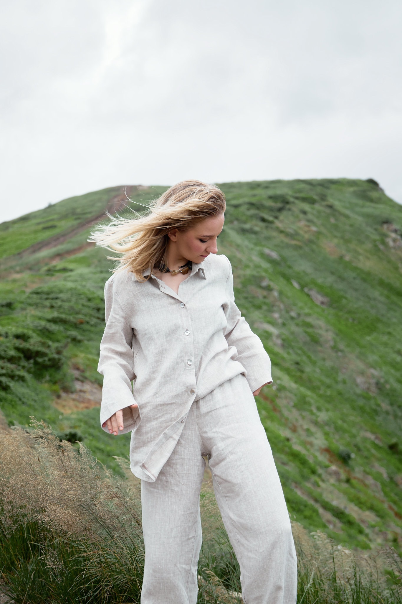 Relaxed Fit Linen Pants - Women's Lounge Wear - Oversized Pants in ...