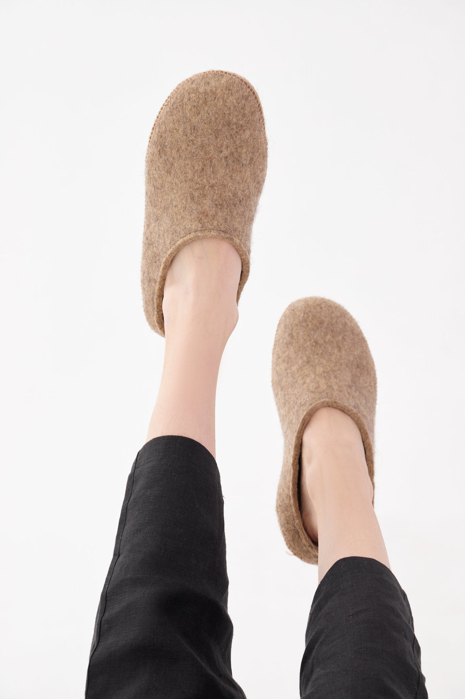 Cozy Sheep Wool Felt Slippers | Handcrafted Natural Home Shoes for ...