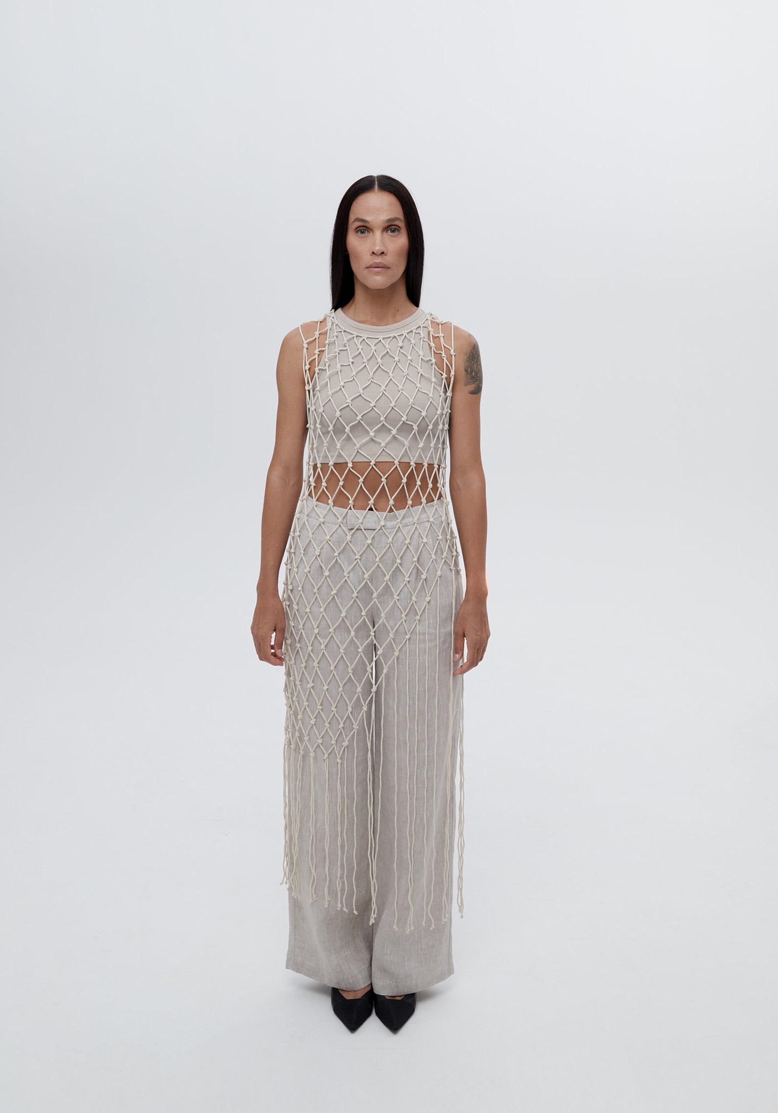 Сhainmail Midi Dress From Cotton Cord - Sleeveless Net Dress - Knitted ...