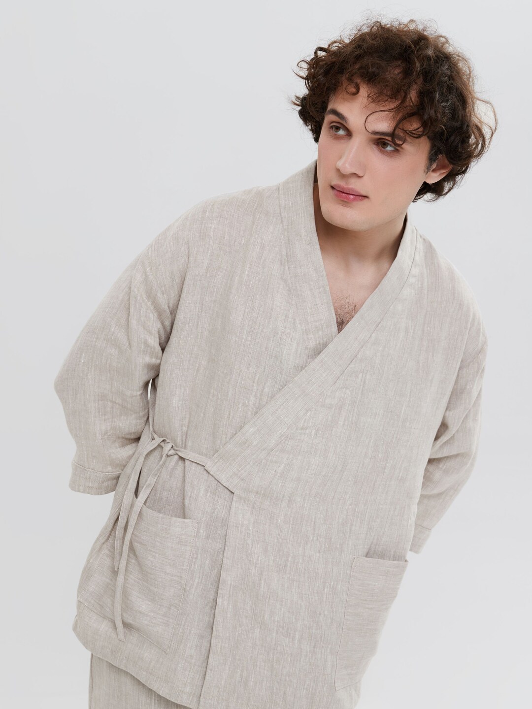 Flax Clothes Eco - Japanese Style Outfit - Men's Linen Kimono Set Beige ...