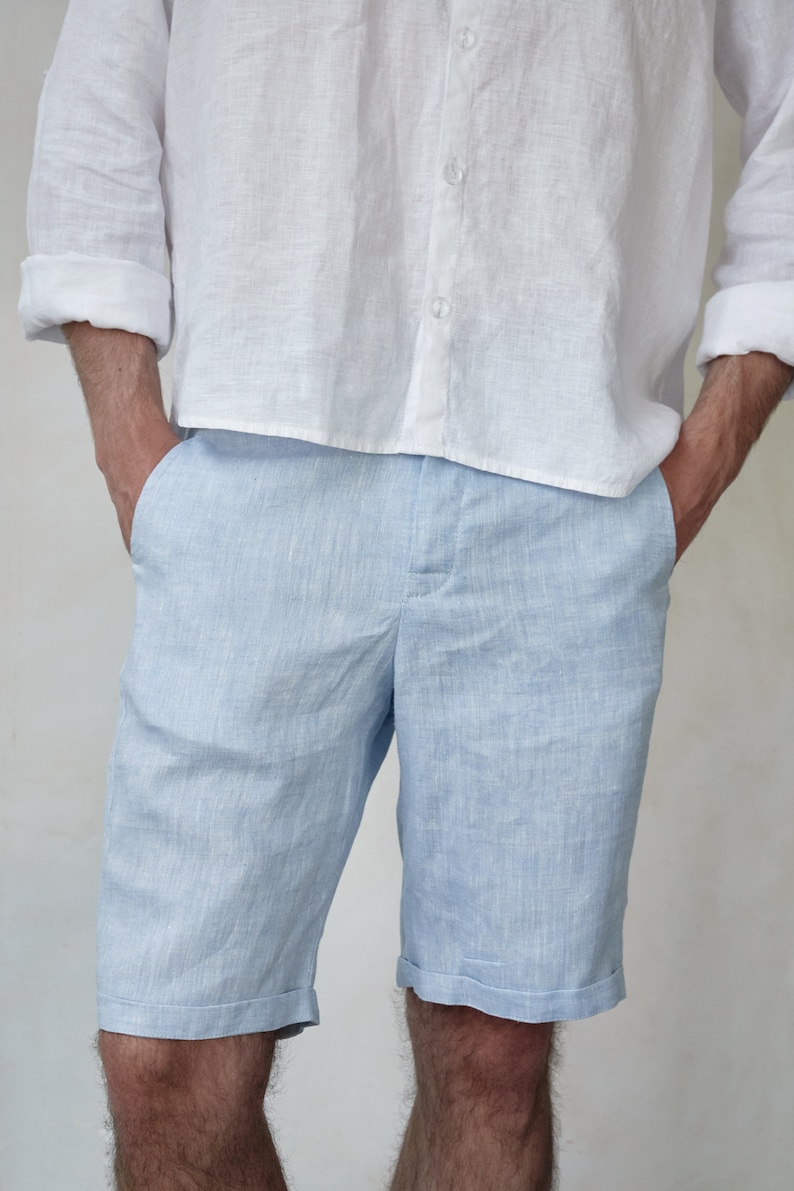 Casual Linen Shorts Men Flax Short Pants Old Money Style Elegant Linen ...