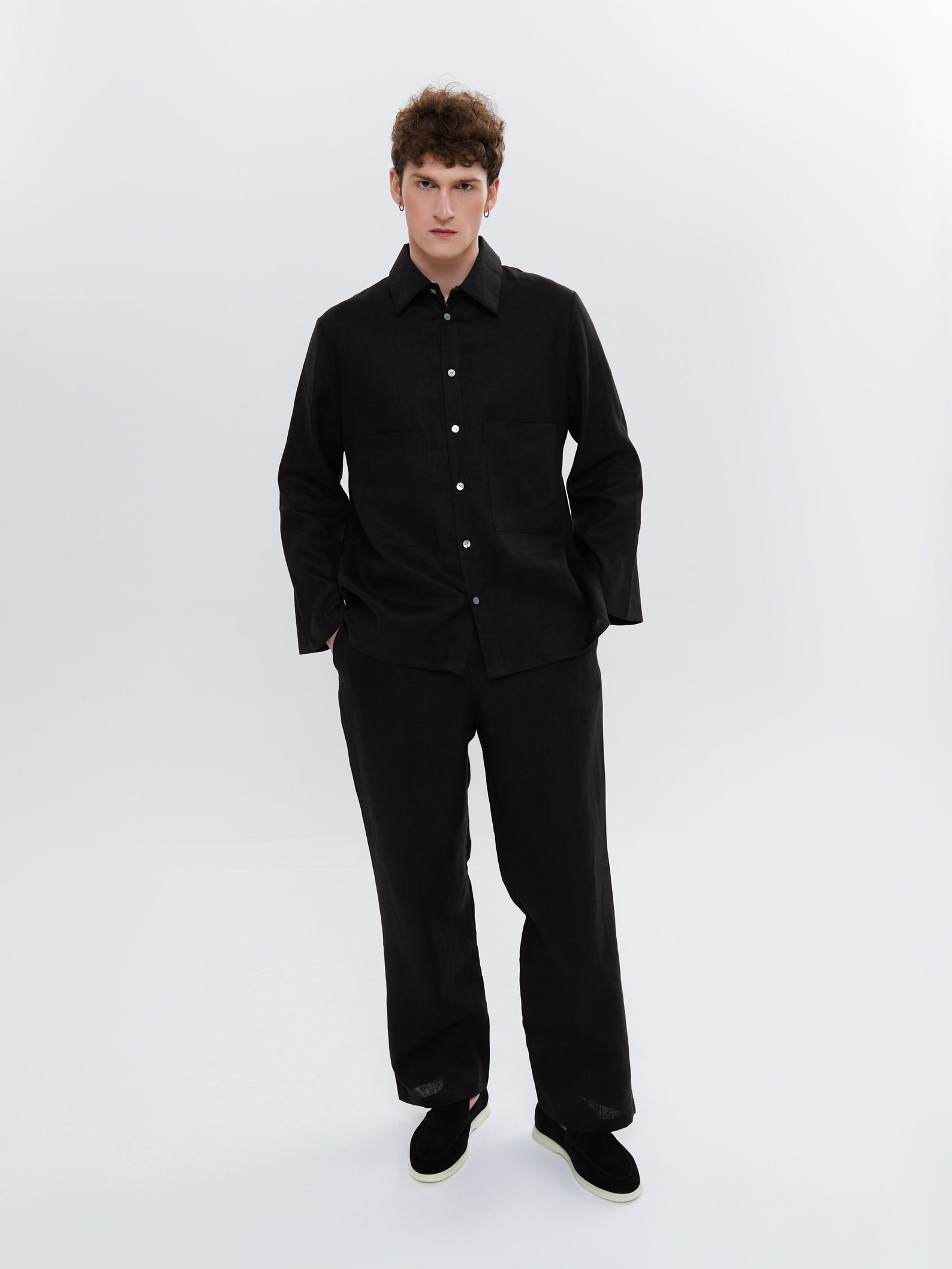 Black Flax Set - Premium Linen Costume - Relaxed Fit Pants and Shirt ...