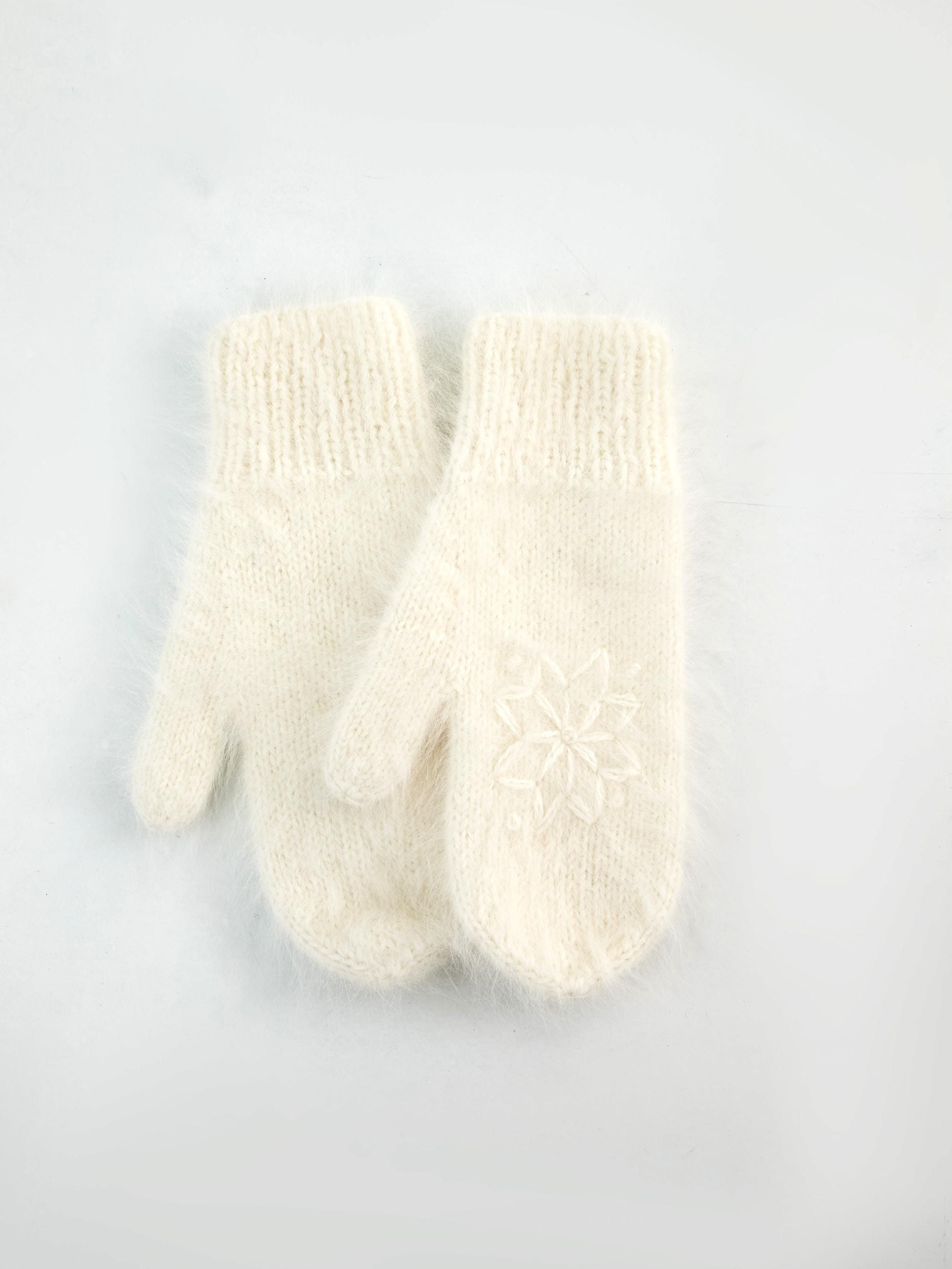 Gloves From Premium Angora Wool - Embroidered Hand-knitted Gloves in ...