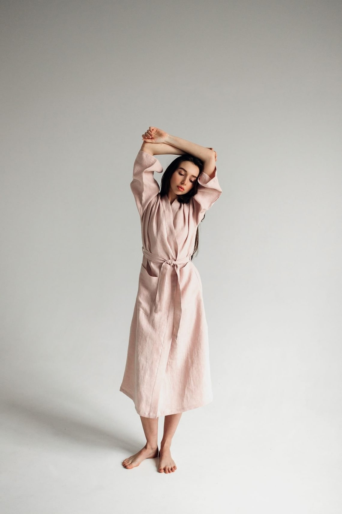 Couples Matching Linen Robe Set Men Linen Home Wear Woman Flax Bathrobe ...