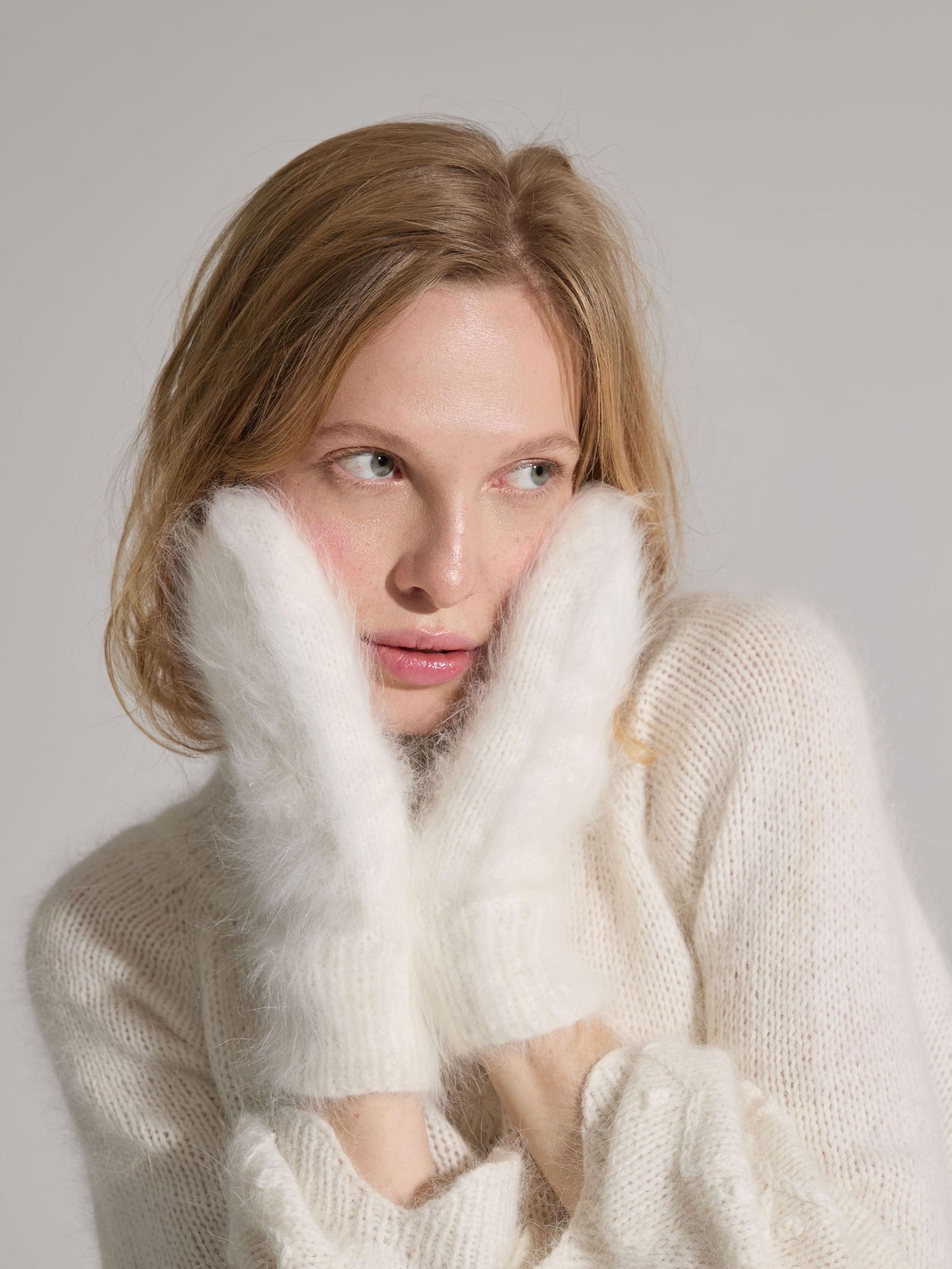 Gloves From Premium Angora Wool - Embroidered Hand-knitted Gloves in Soft Milk Color -perfect ...