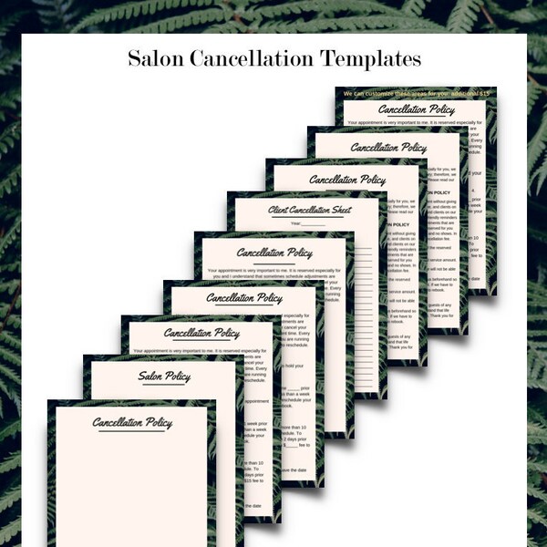 Salon Policy Template - Etsy