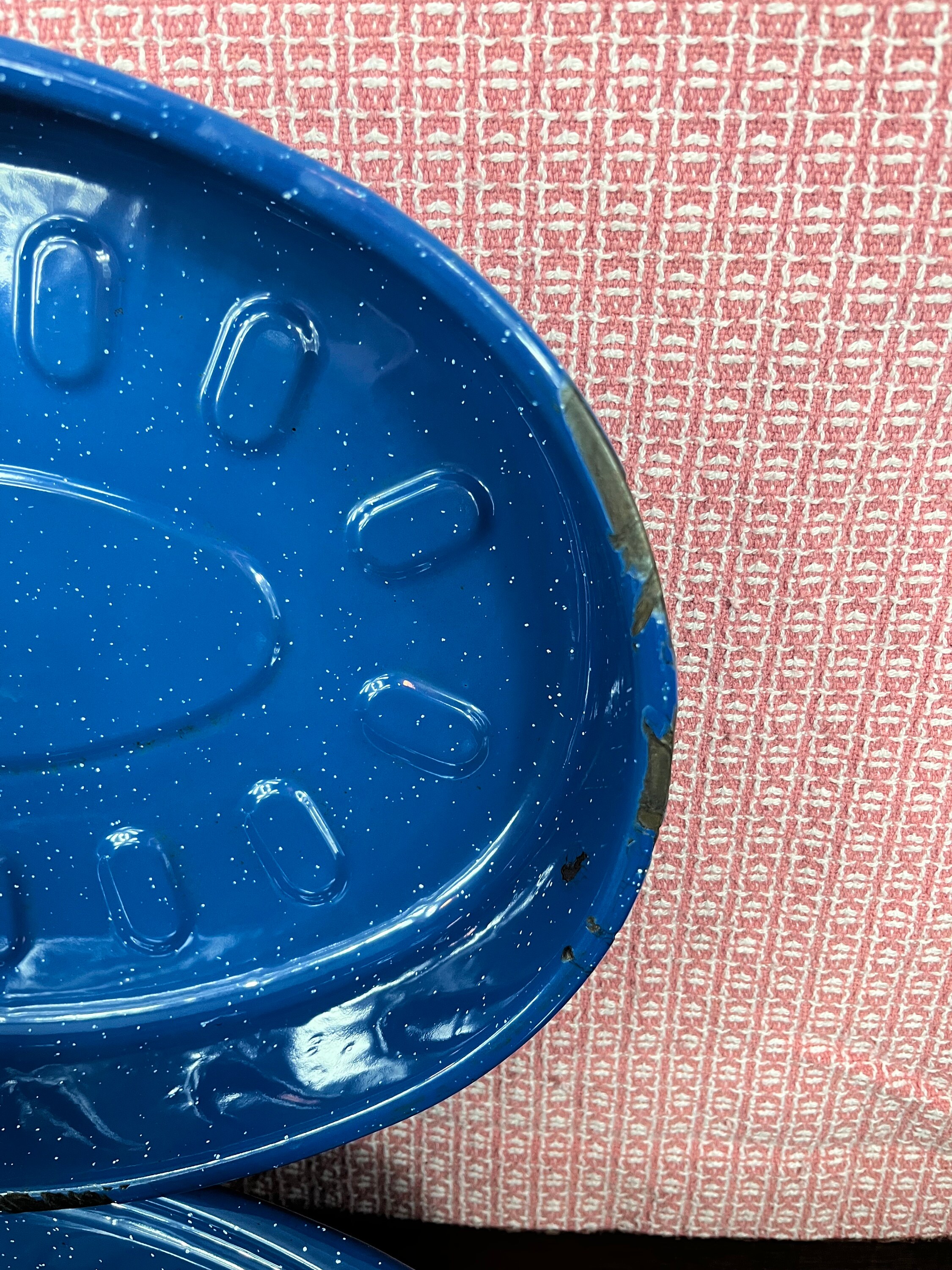 Vintage Royal Blue Speckled Enameled Roasting Pan With Lid Retro ...