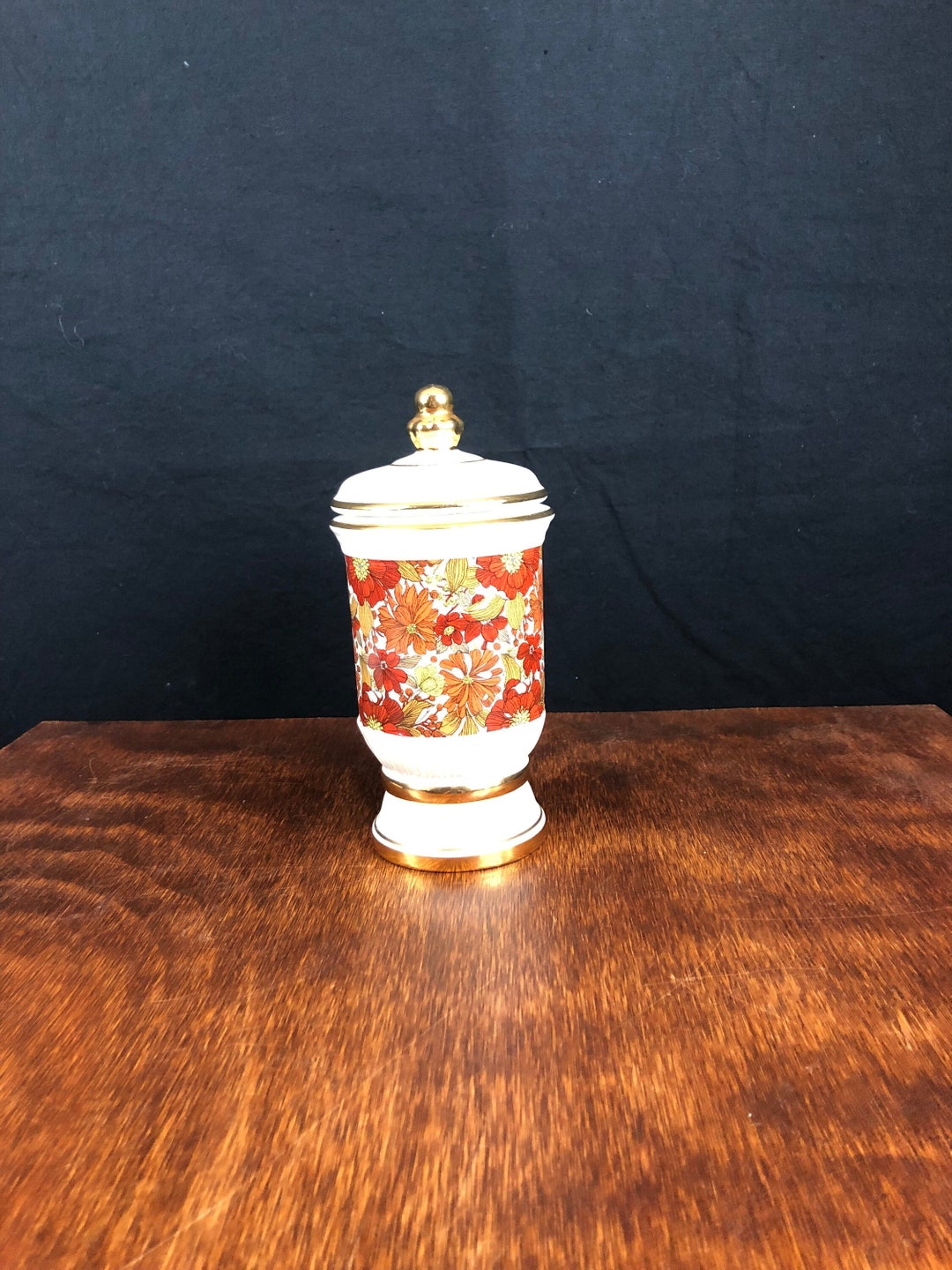 English Vintage Crown Devon Gold Trimmed Ceramic Pot With Lid ...