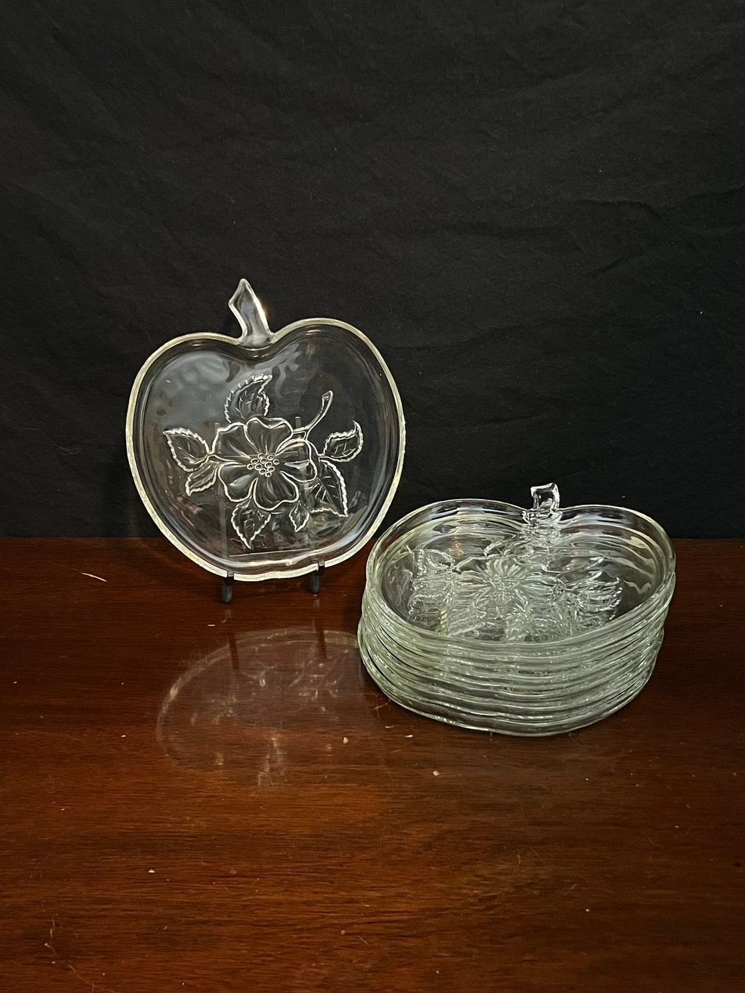 Set of 7 Hazel Atlas Apple Blossom Luncheon Plates - Vintage Orchard ...