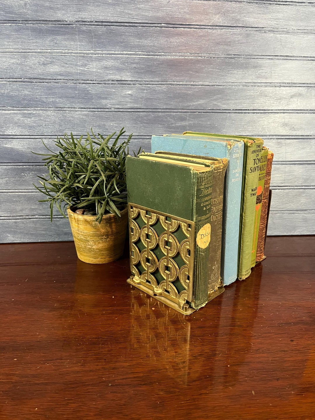 Pair of Mid Century Chinese Brass Coin Design Folding Bookends ...
