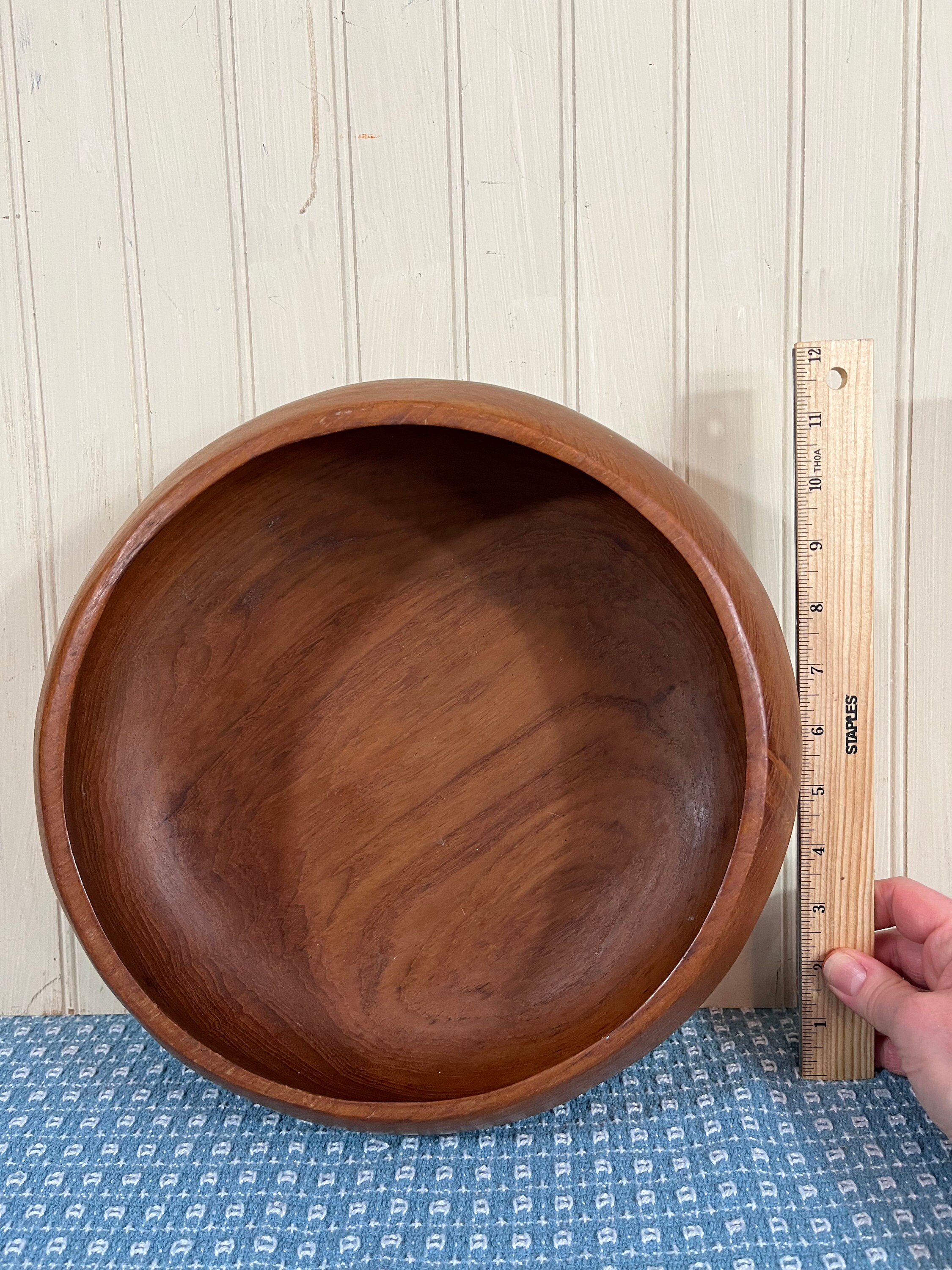 Dolphin Teak Salad Bowl Set – Large MCM Teakwood Serving Bowl With 4 ...