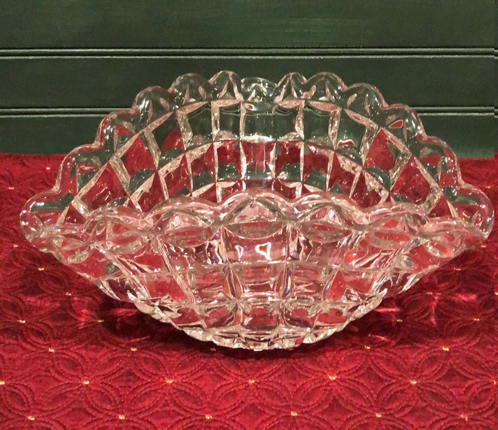Rare Three Sided Waffle Pattern Glass Bowl - Etsy.de