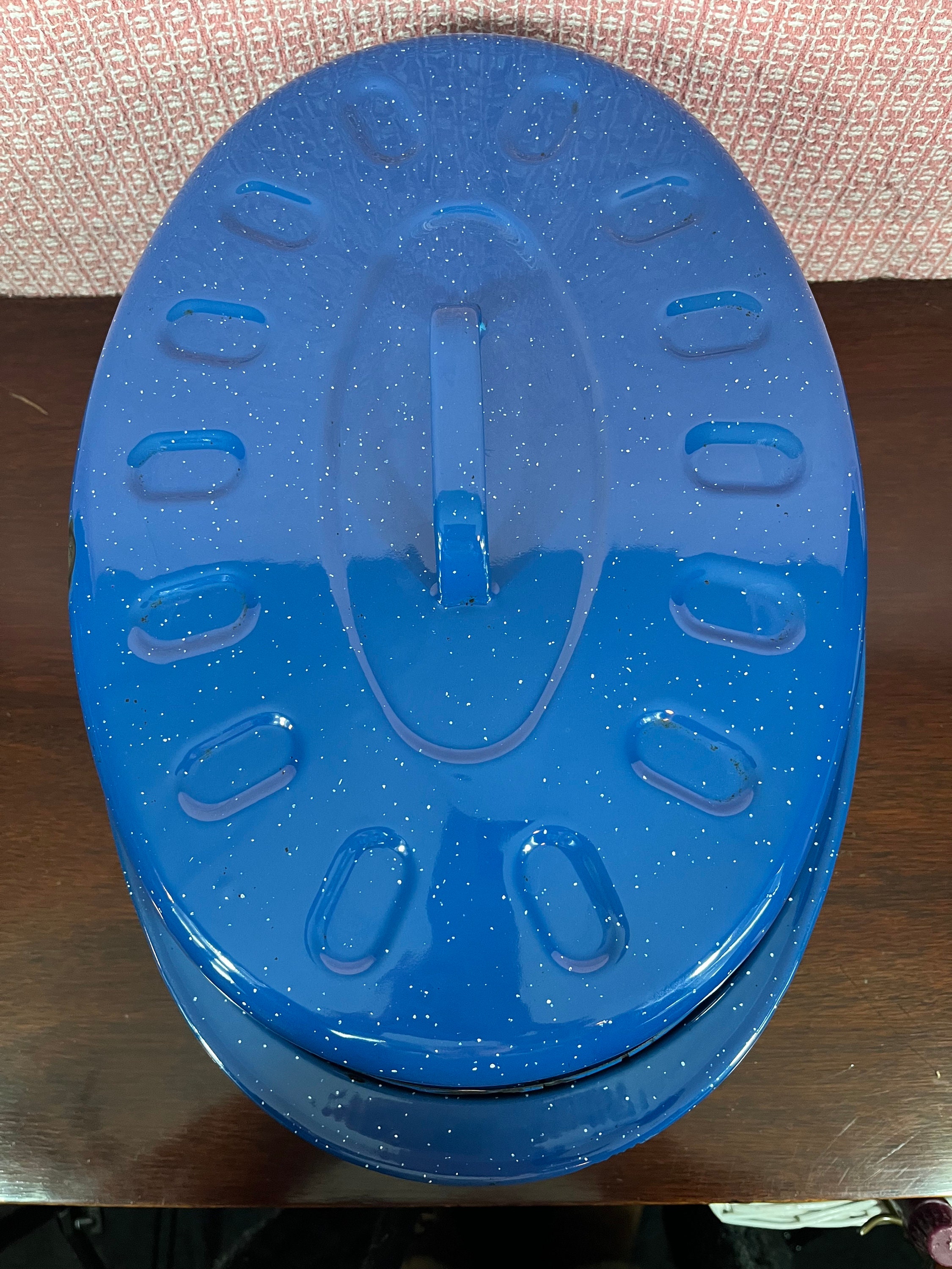 Vintage Royal Blue Speckled Enameled Roasting Pan With Lid Retro ...