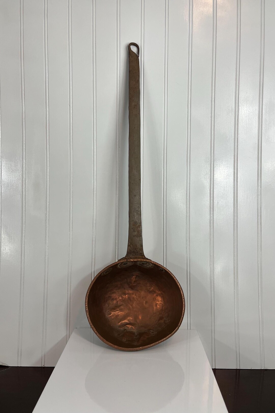 Antique Copper Ladle With Wrought Iron Handle – 24" Primitive Farmhouse ...