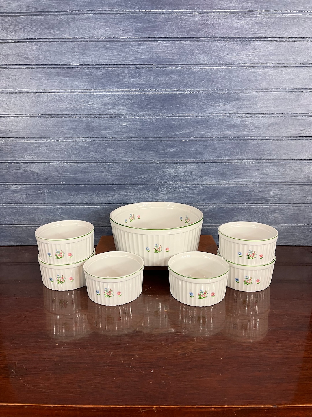 Petite Fleur by Andrea Oven to Table Cookware - Choice of 6 4" Ramekins ...