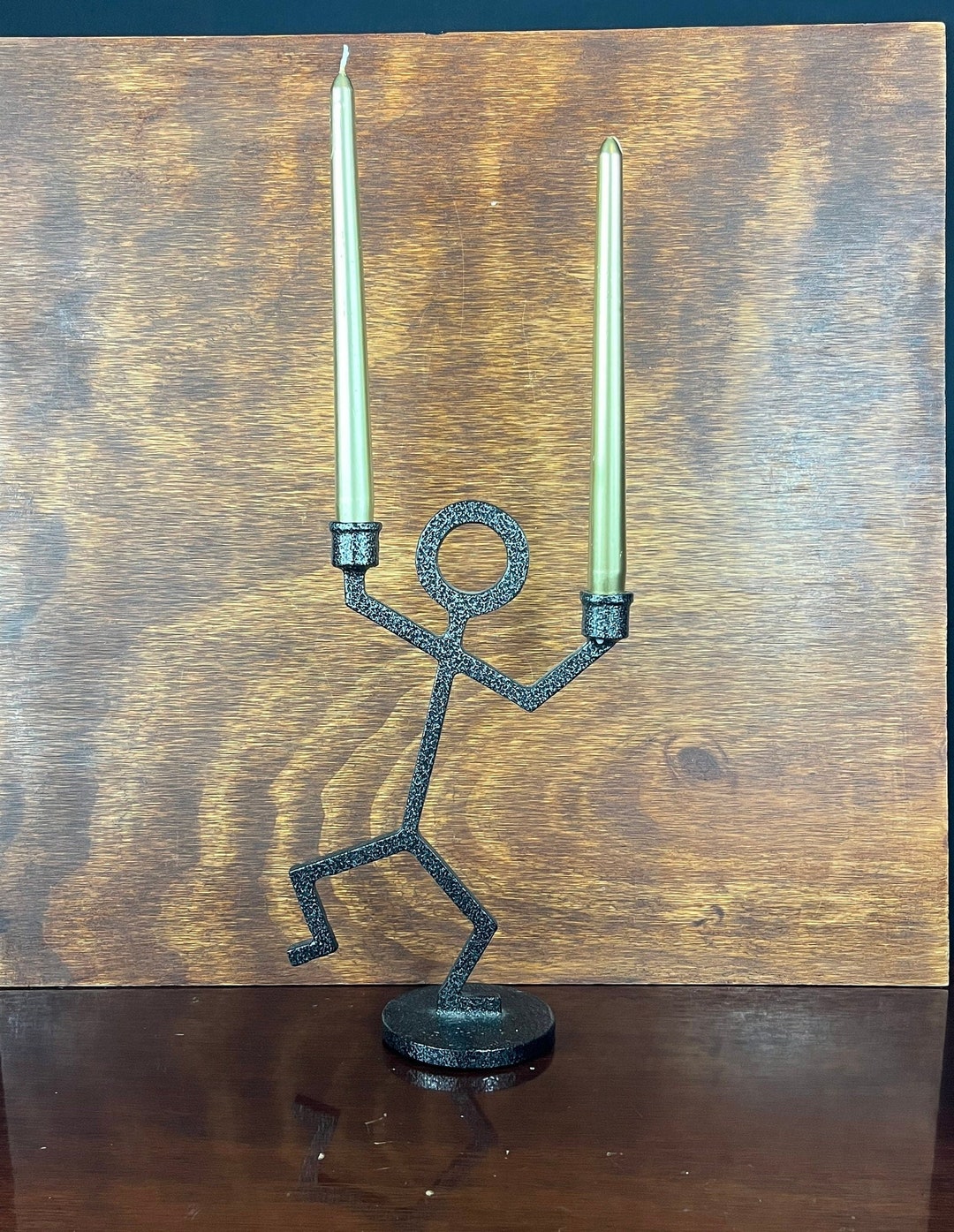 Heavy Wrought Iron "stickman" Dual Candleholder - Post Modern Dancing ...