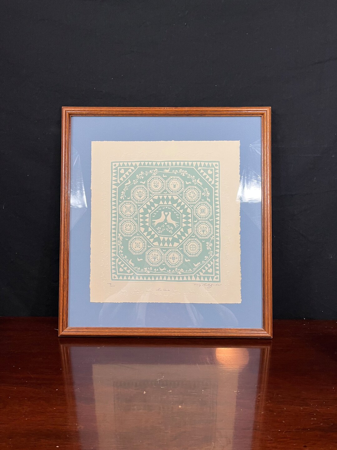 Vintage Mary Rutherford Embossed Quilt Art "love Birds" - Original ...