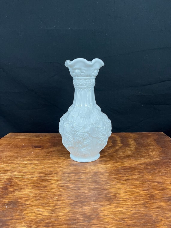 Vintage Imperial White Milk Glass Loganberry Paneled Grape - Etsy