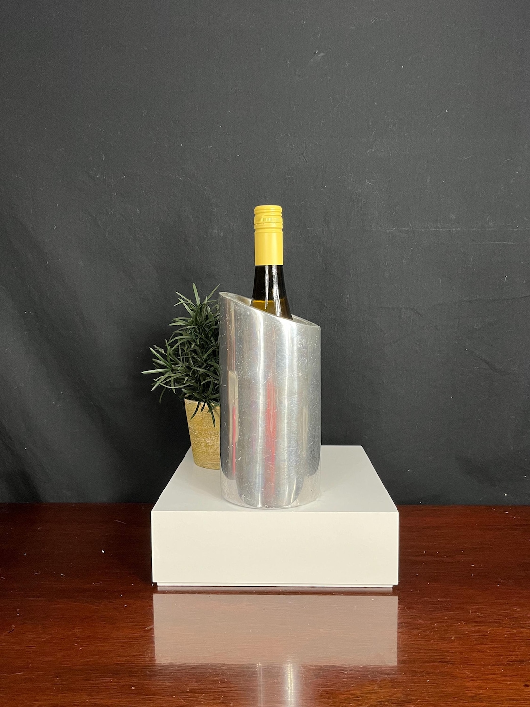 Vintage Nambe 541 Tilt Wine Chiller Cooler - Modern Minimalist Barware ...