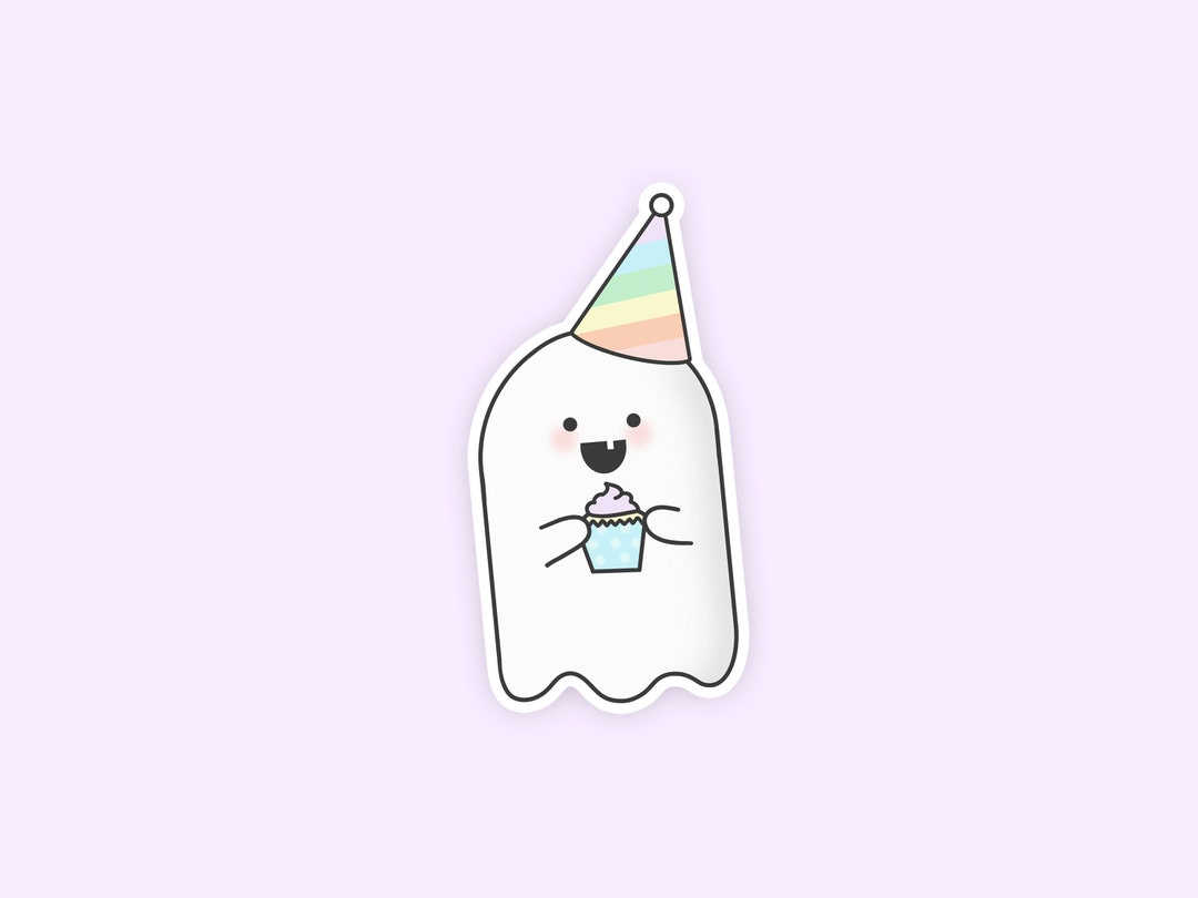 Party Ghost - Cute Kawaii Vinyl Die Cut Cupcake Festive Celebration ...