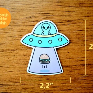 Burger Beam - Cute Alien Cheeseburger UFO Vinyl Die Cut Space Sticker ...