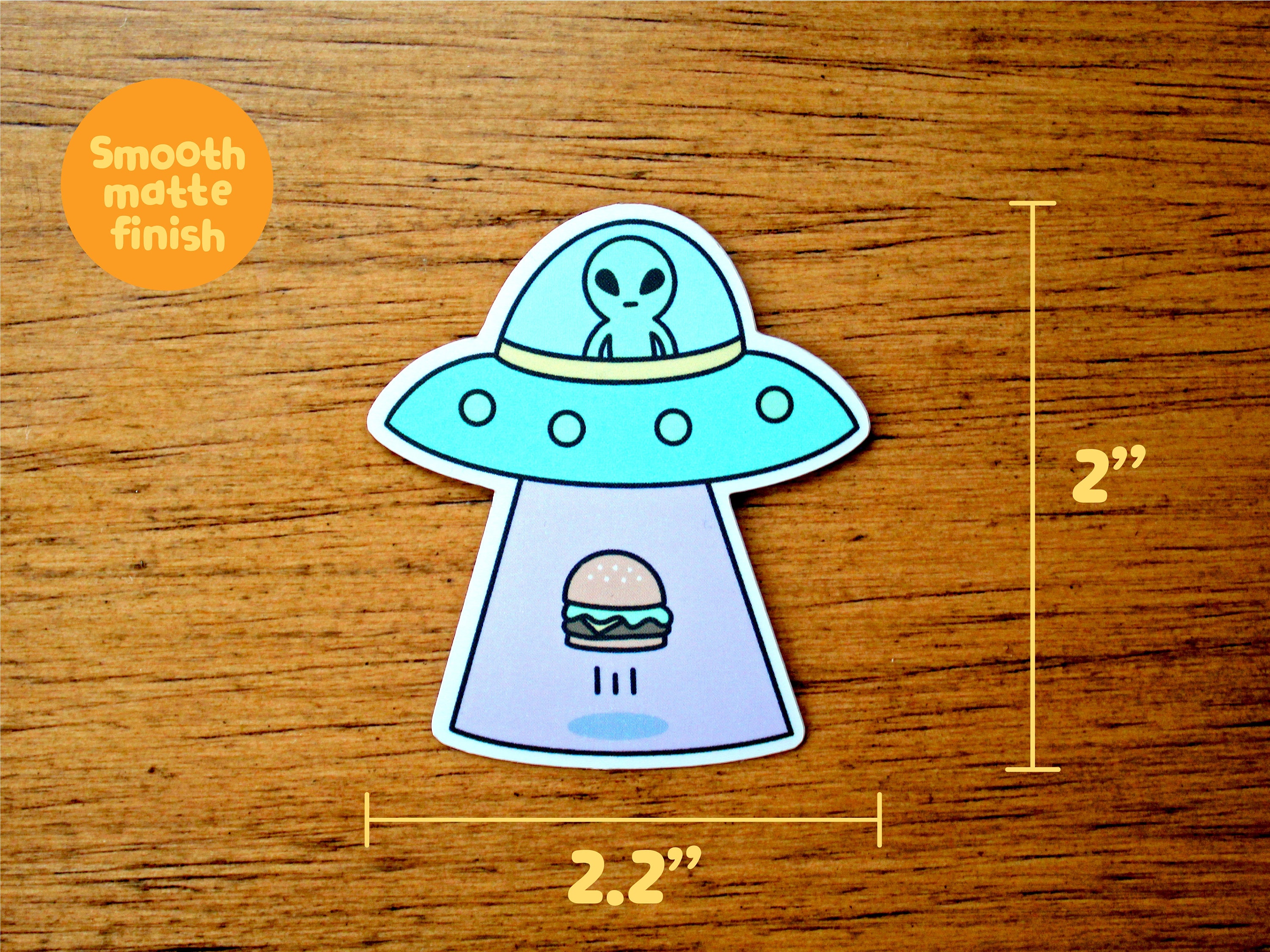 Burger Beam - Cute Alien Cheeseburger UFO Vinyl Die Cut Space Sticker ...