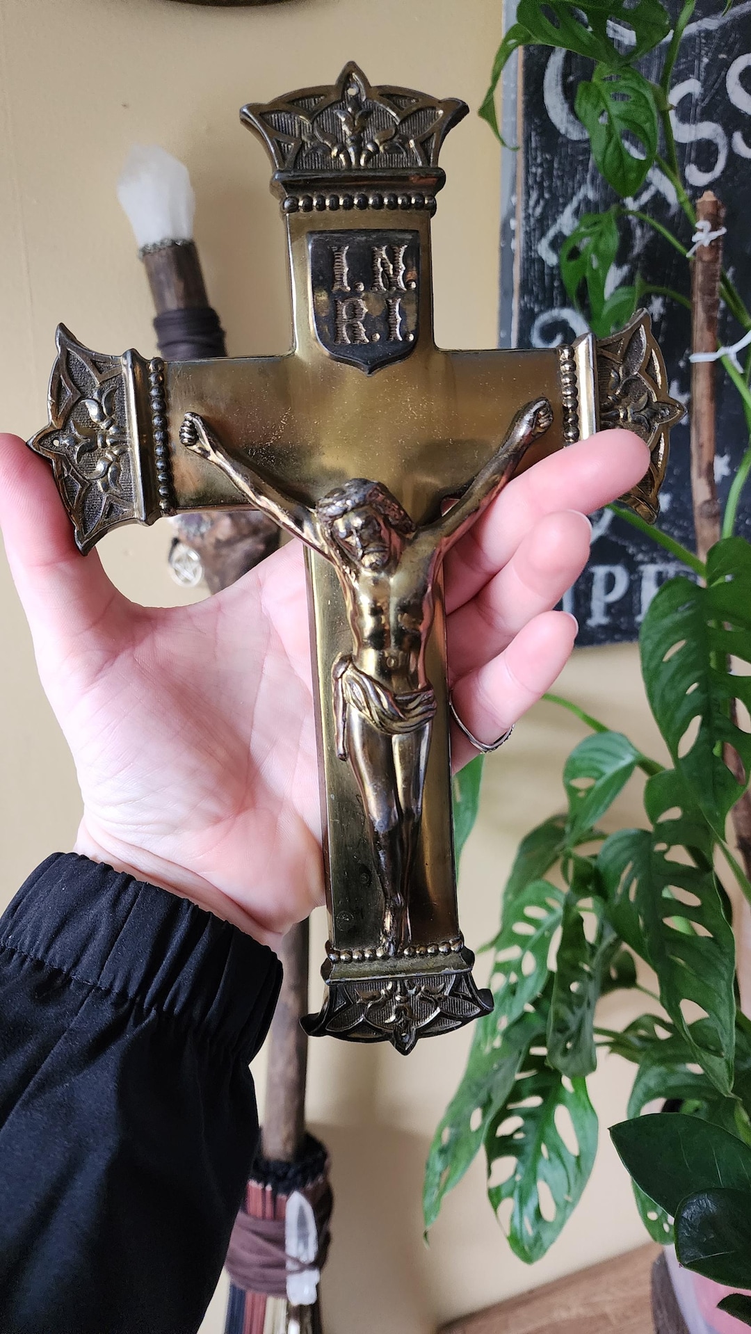 Vintage Brass INRI Casket Cross - Etsy