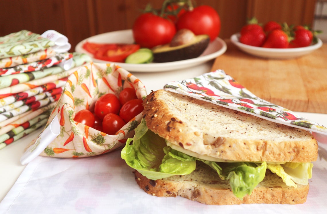 Reusable Sandwich Wrap - Fabric Food Wrapper - Washable Food Wrap - Eco ...