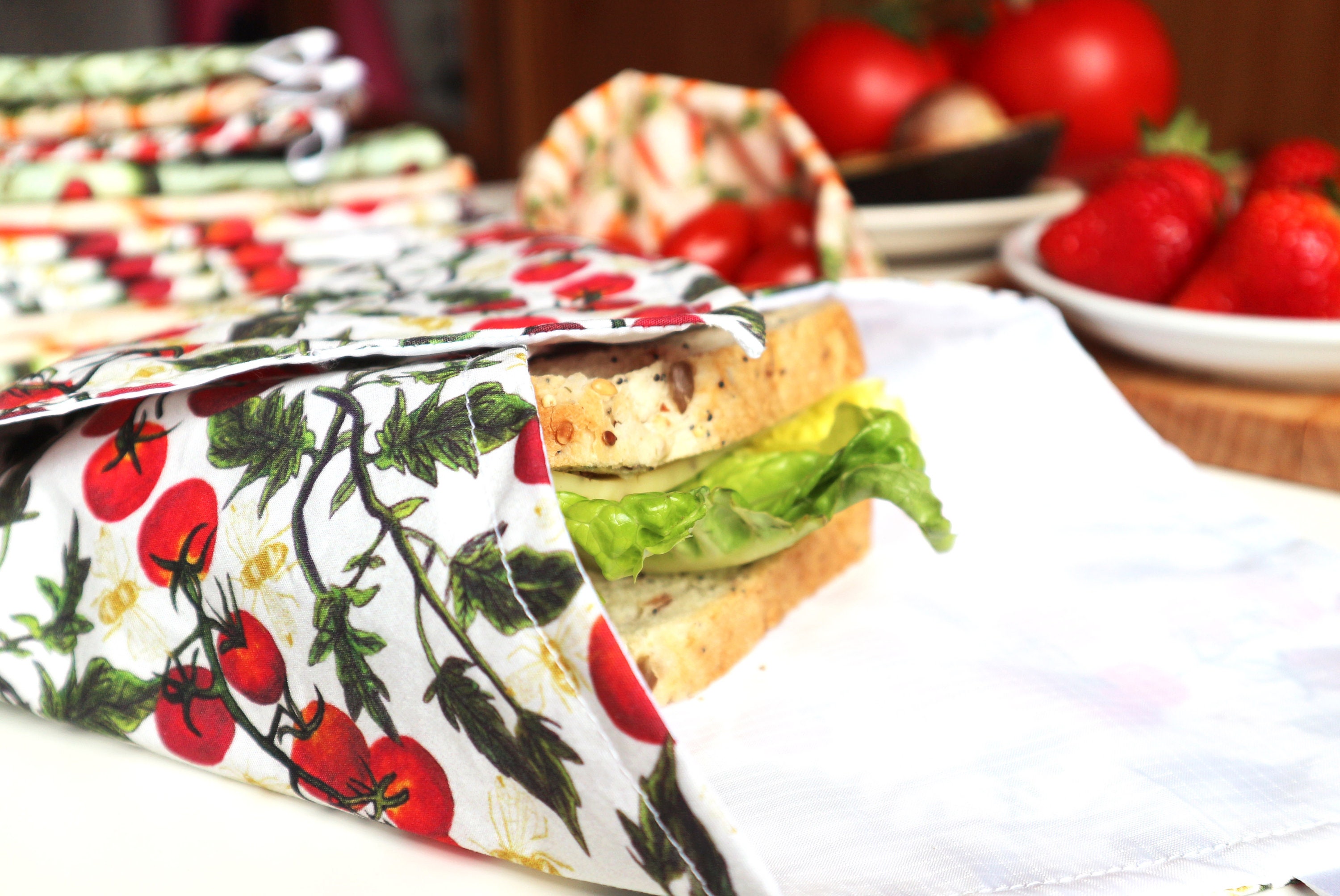 Reusable Sandwich Wrap - Fabric Food Wrapper - Washable Food Wrap - Eco ...