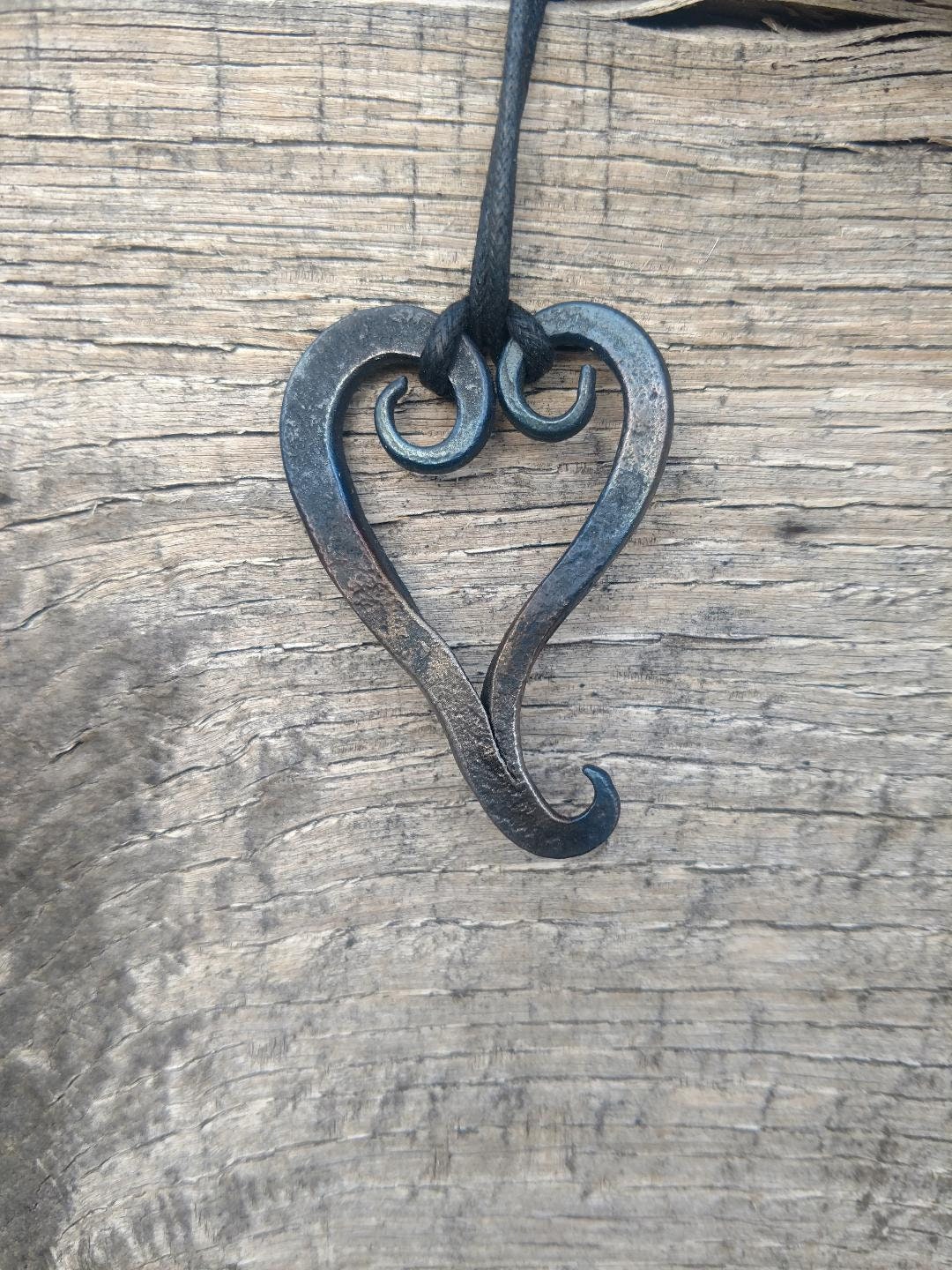 Hand Forged Iron Heart Pendant, Viking Celtic Necklace - Etsy